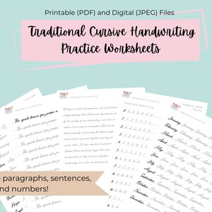 Traditional Cursive Handwriting Practice Digital Download, Printable ...