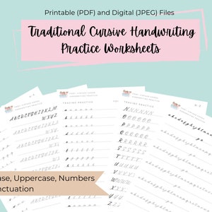 Traditional Cursive Handwriting Practice Digital Download, Printable ...