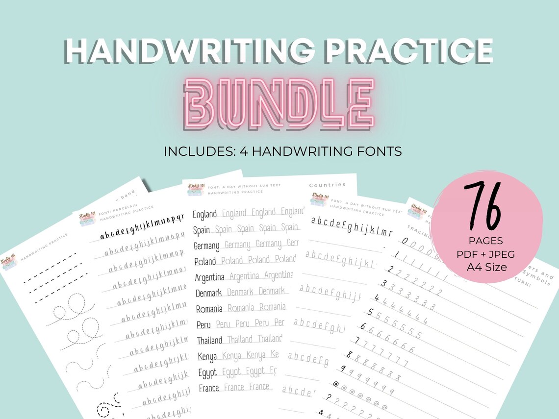 COMPLETE Handwriting Practice Bundle Digital Download, Handwriting ...