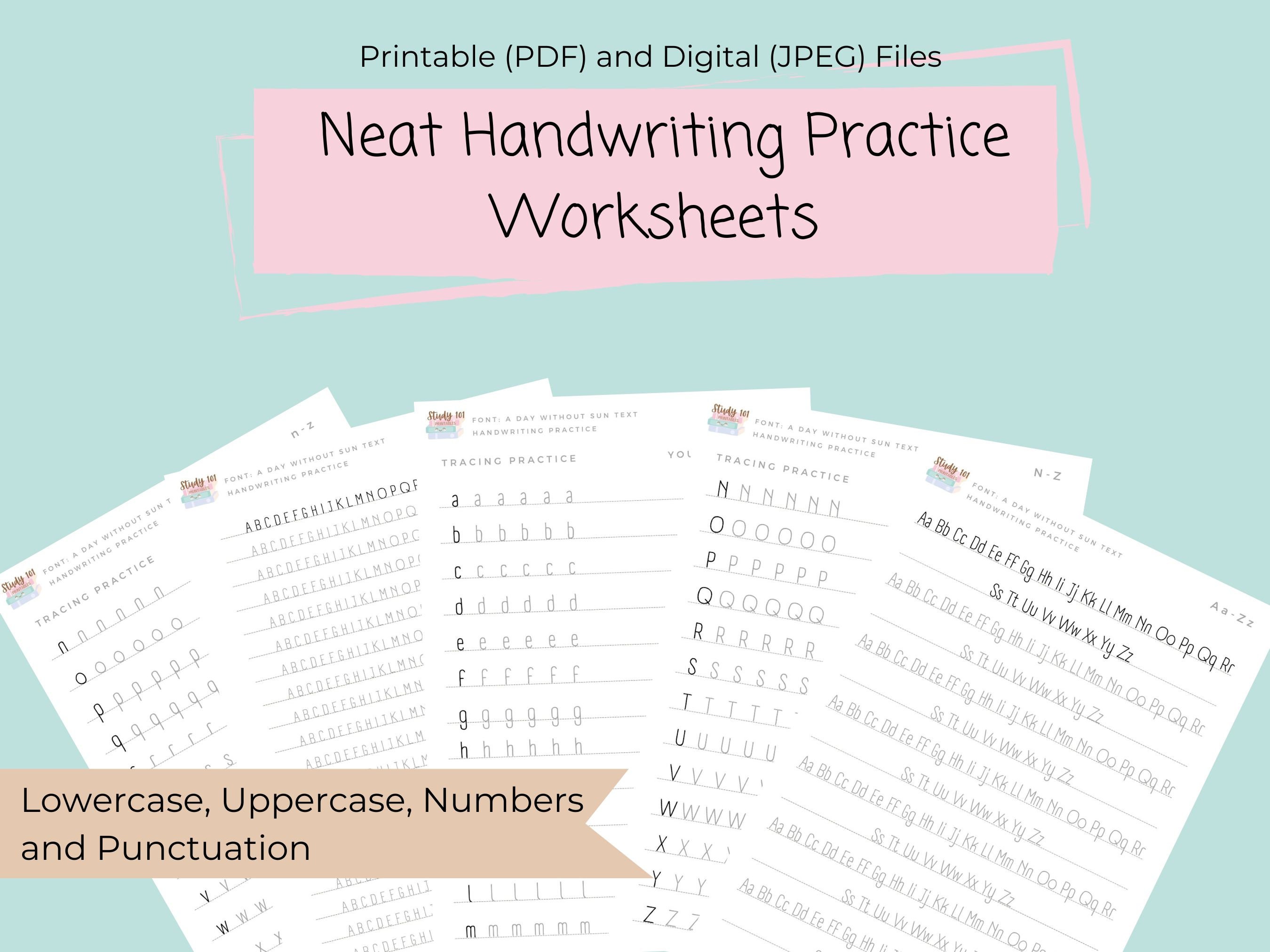 Neat Handwriting Practice Worksheets Printable Handwriting Workbook ...