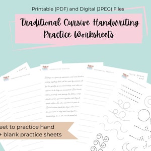 Traditional Cursive Handwriting Practice Digital Download, Printable ...