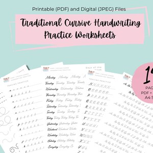 Cursive Handwriting Practice Bundle Digital Download, Printable Cursive ...
