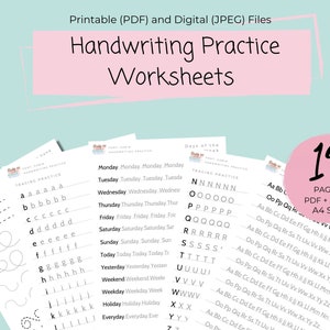 Handwriting Practice Worksheet Bundle Digital Download, Printable ...