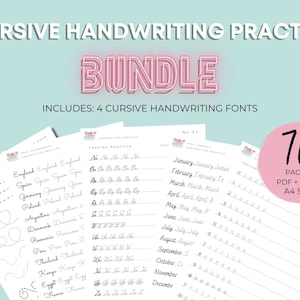 Cursive Handwriting Practice Bundle Digital Download, Printable Cursive ...