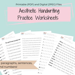 Aesthetic Handwriting Practice Worksheets | Printable Handwriting ...