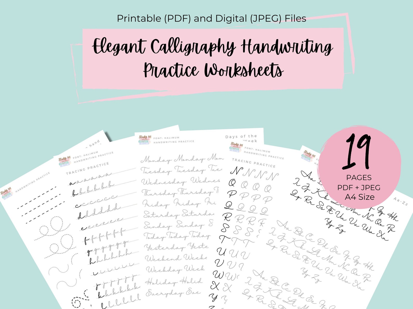 Elegant Calligraphy Practice Worksheet Digital Download | Printable ...