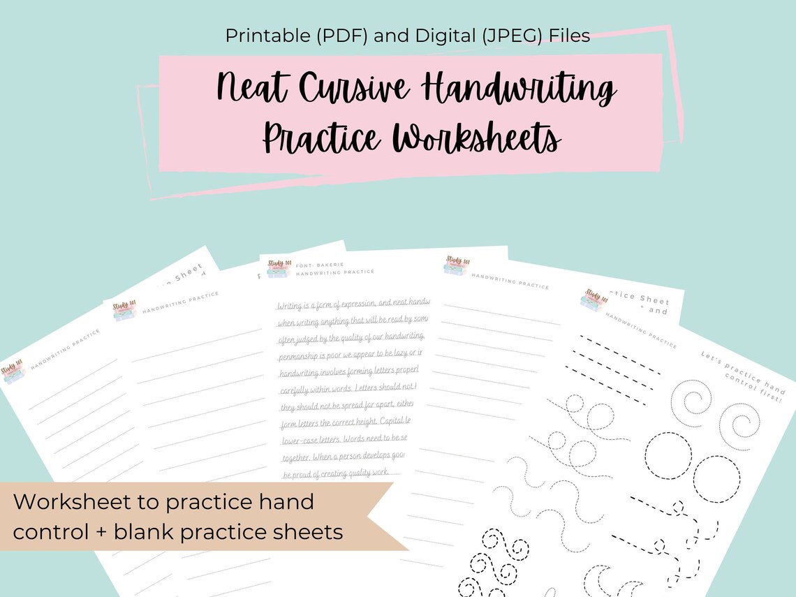 Neat Cursive Handwriting Practice Digital Download, Printable Cursive ...
