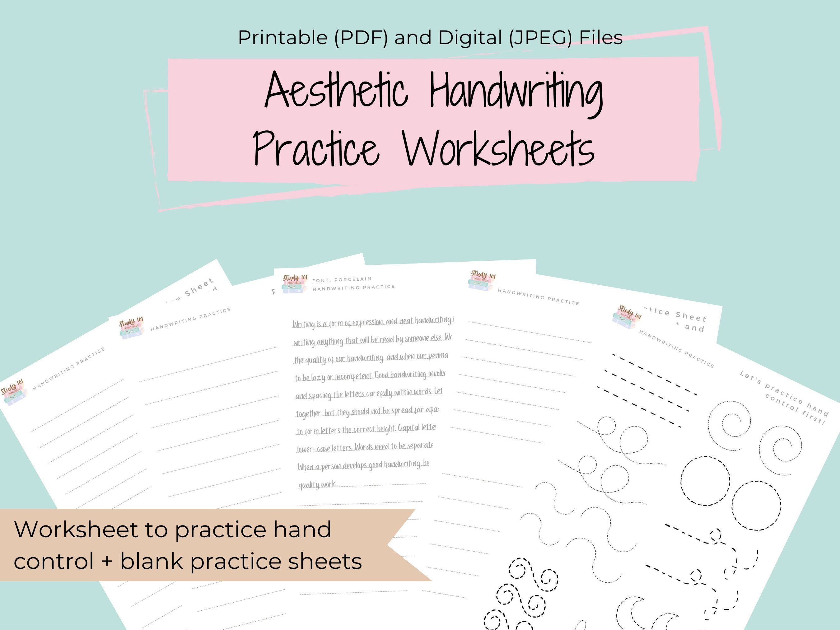 Aesthetic Handwriting Practice Worksheets Printable - Etsy UK