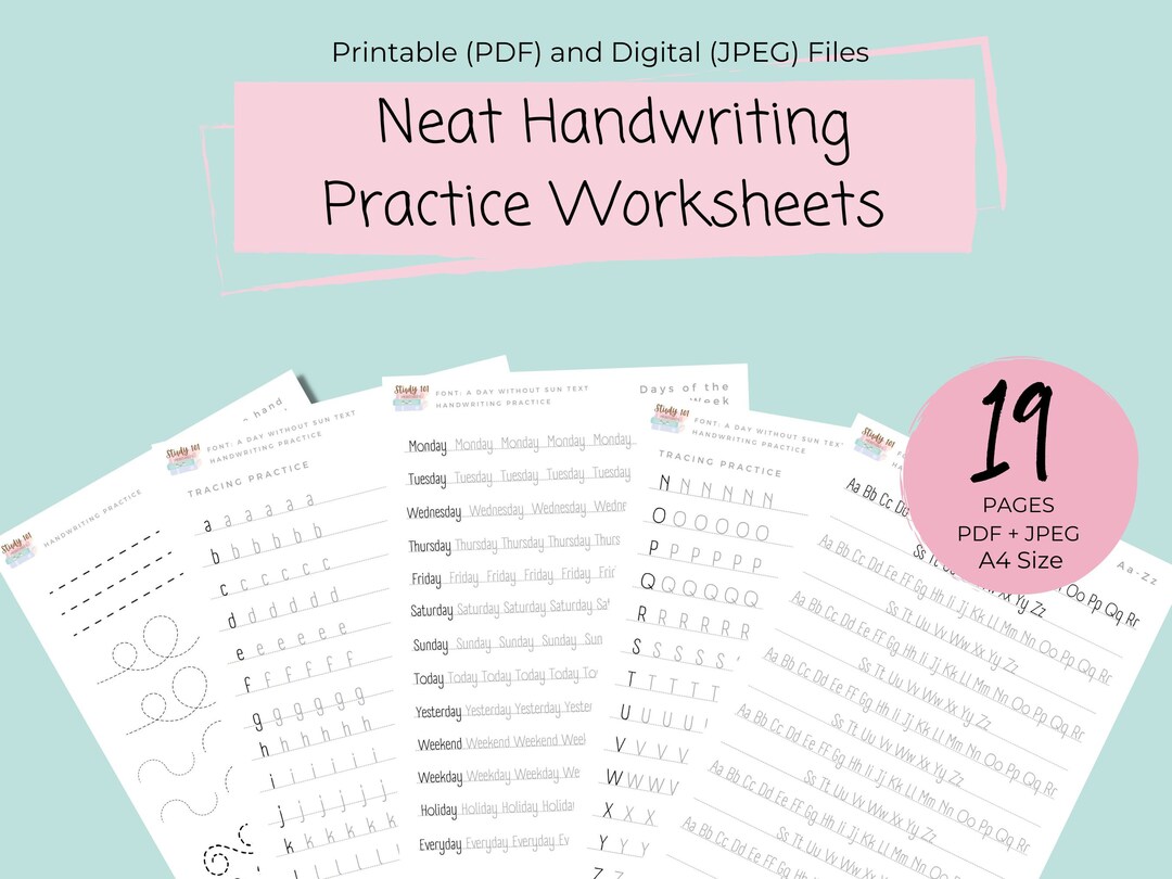 Neat Handwriting Practice Worksheets | Printable Handwriting Workbook ...