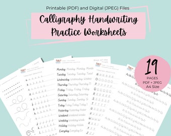 Handwriting Practice Worksheet Bundle Digital Download - Etsy