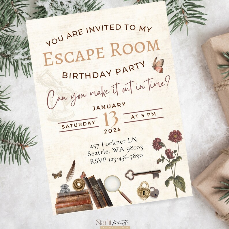 Escape Room Birthday Invitation, Printable Mystery Birthday, Party ...