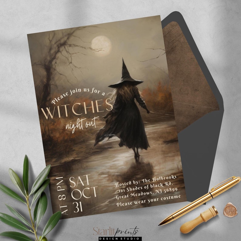 Editable Witch Invitation Halloween Text Invite Instant Download Witch ...