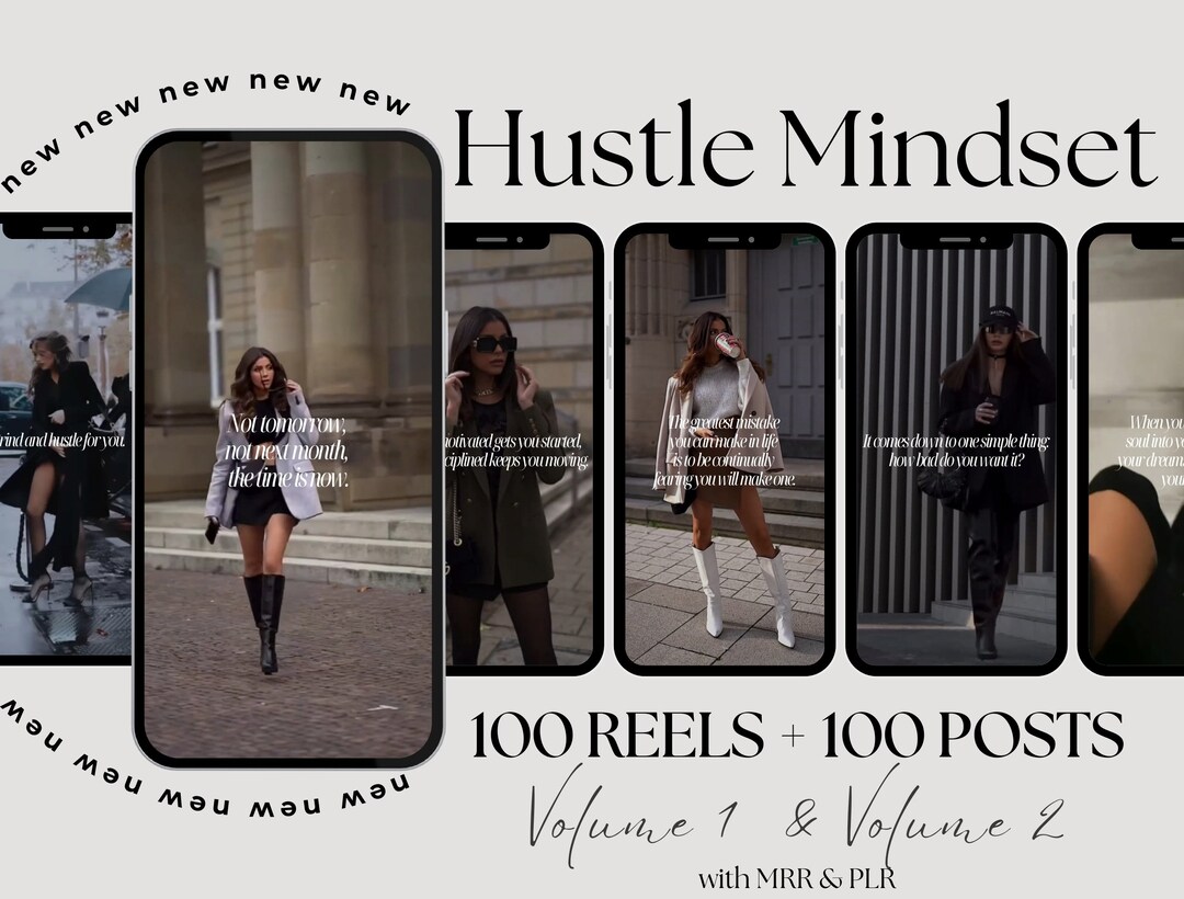 Instagram Reels | 200 Hustle Mindset Boss Babe Reels | 100 Reels & 100 ...