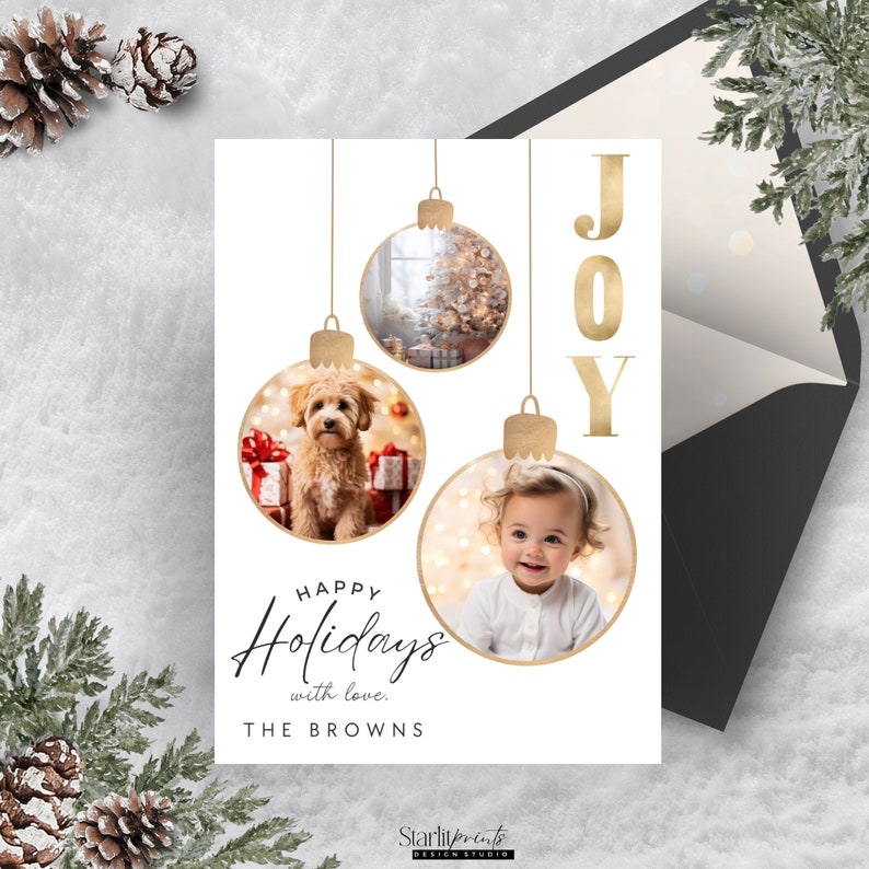 Holiday Card Photo, Minimalistic Modern Simple Christmas Card, Editable ...