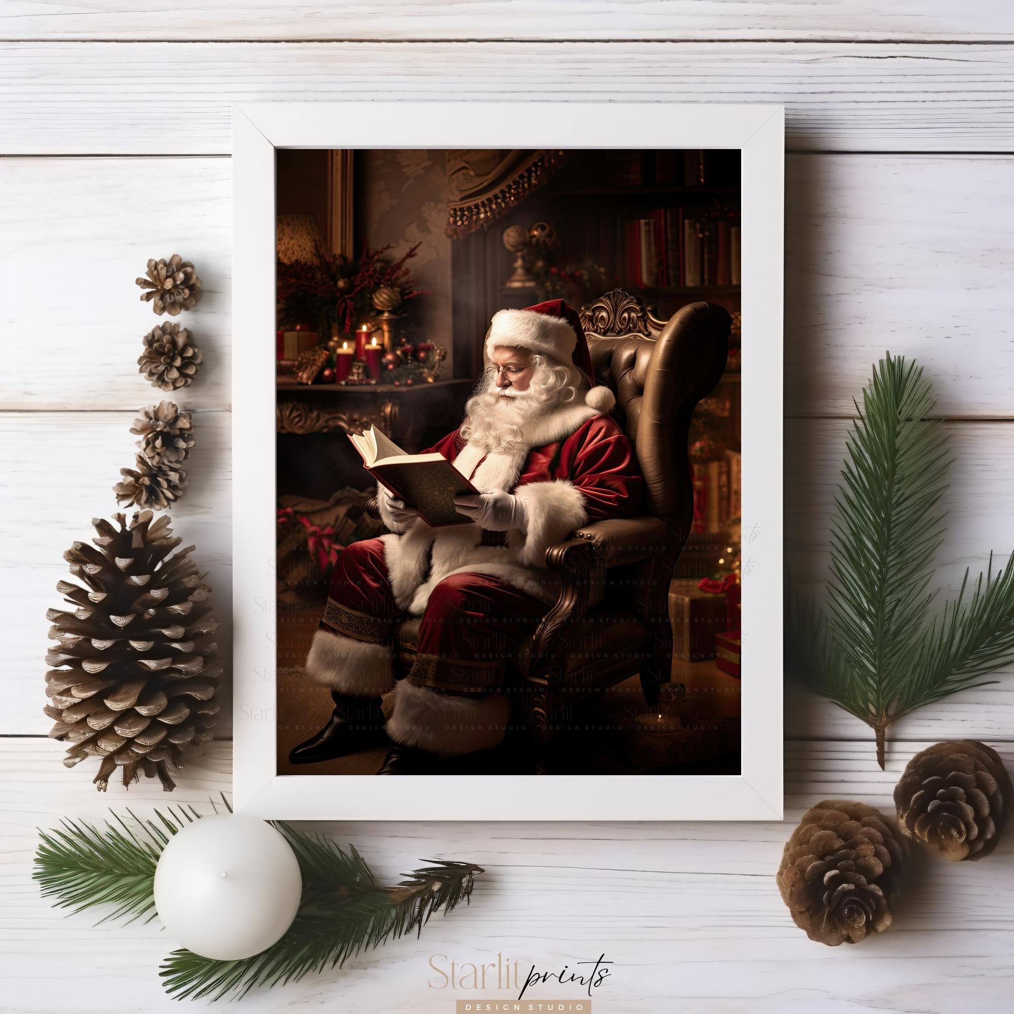 Santa Printable Christmas Wall Art, Christmas Oil Painting, Santa ...