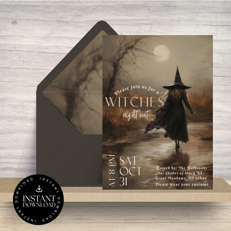 Editable Witch Invitation | Halloween Text Invite | Instant Download ...