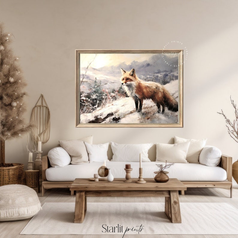 Fox Winter Printable Art, Instant Art, Digital Download, Red Fox ...