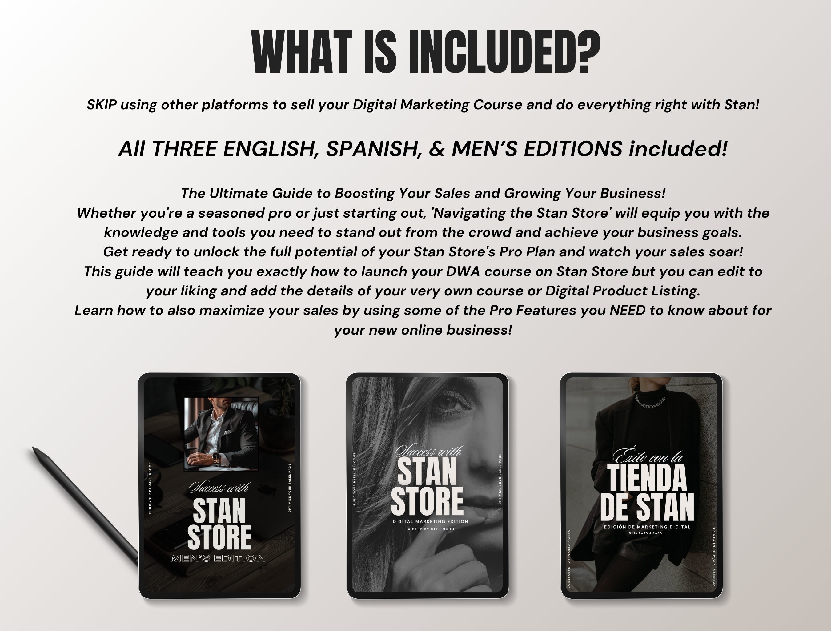 Stan Store Guide, Step by Step, Setting up Stan Store, English, Spanish ...