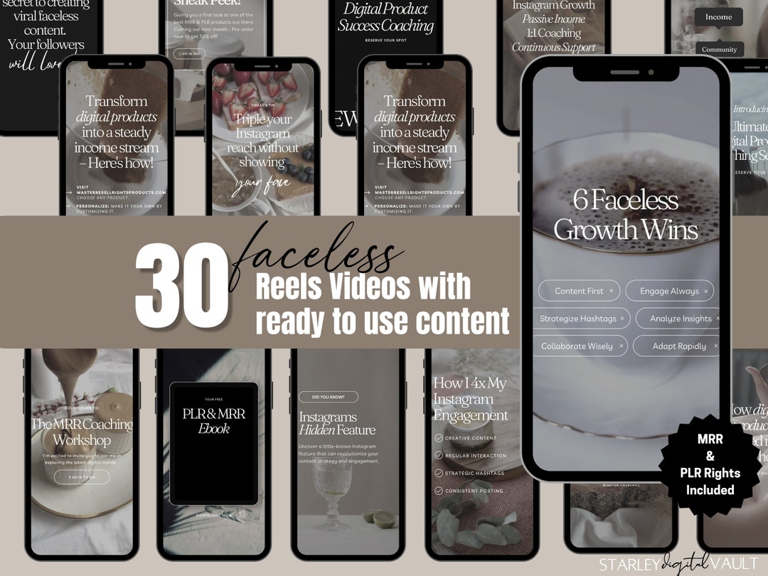 Faceless Reels Videos, Done for You Content, Video Vault, MRR, PLR ...