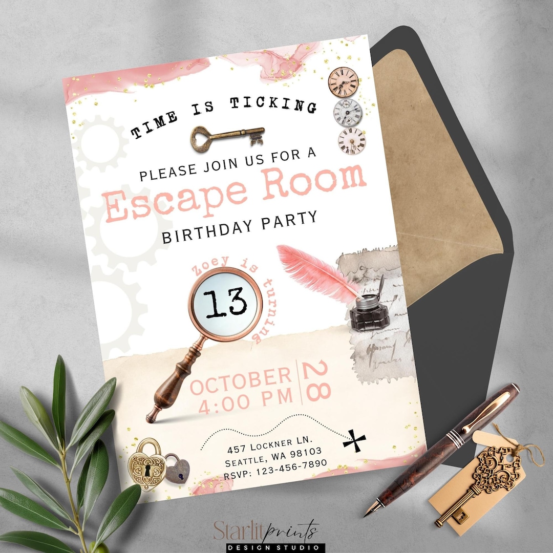 Escape Room Birthday Invitation Girl, Printable Mystery Birthday Girl ...