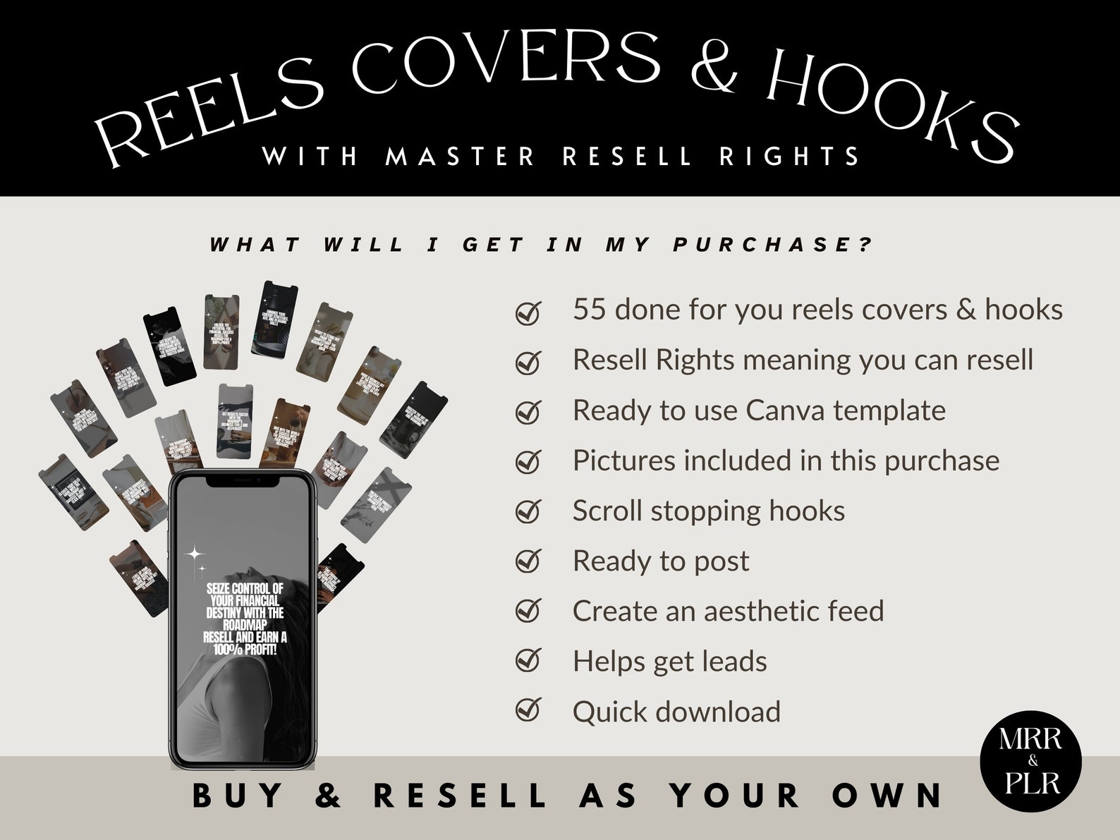 Reels Covers and Hooks Template, 55 Instagram Done for You Templates ...
