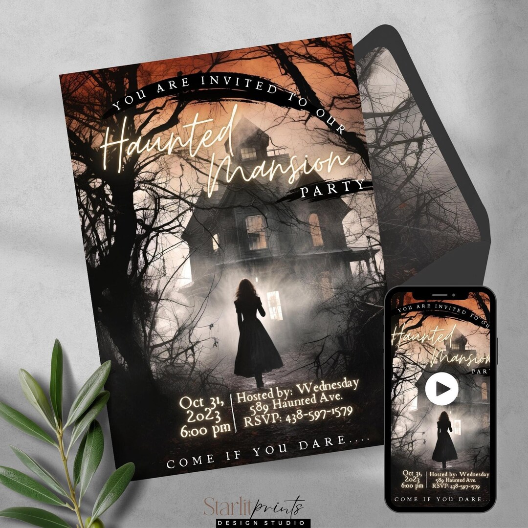 Haunted House Party Invitation Mobile Video Invite Editable Phone ...
