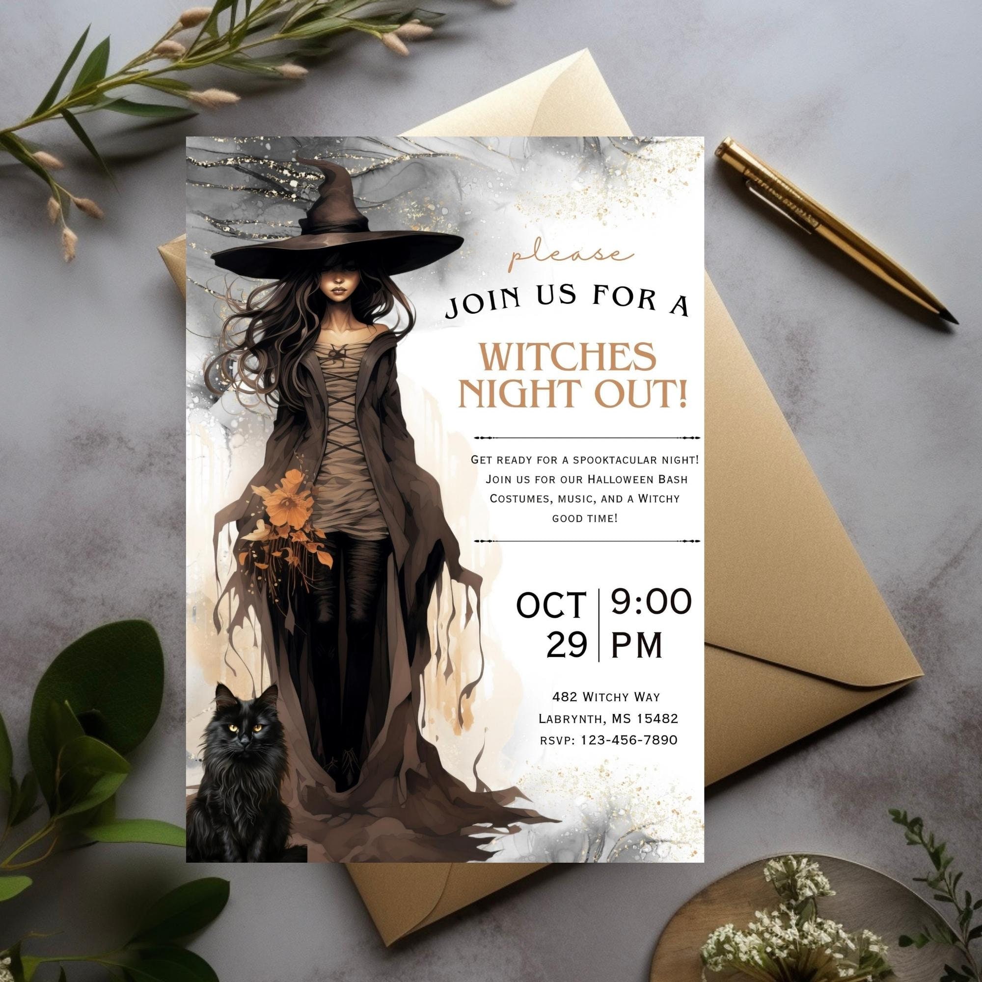Editable Halloween Invitation, Witch Invite Digital Download, Halloween ...