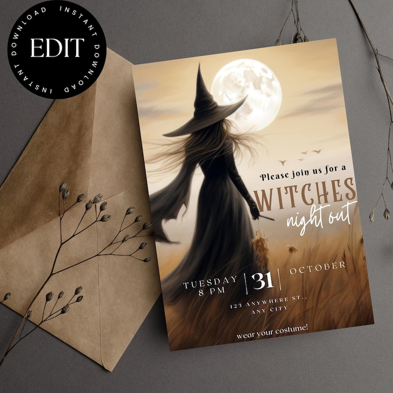 Witches Night Out EDITABLE Halloween Party Invitation Witches Night ...