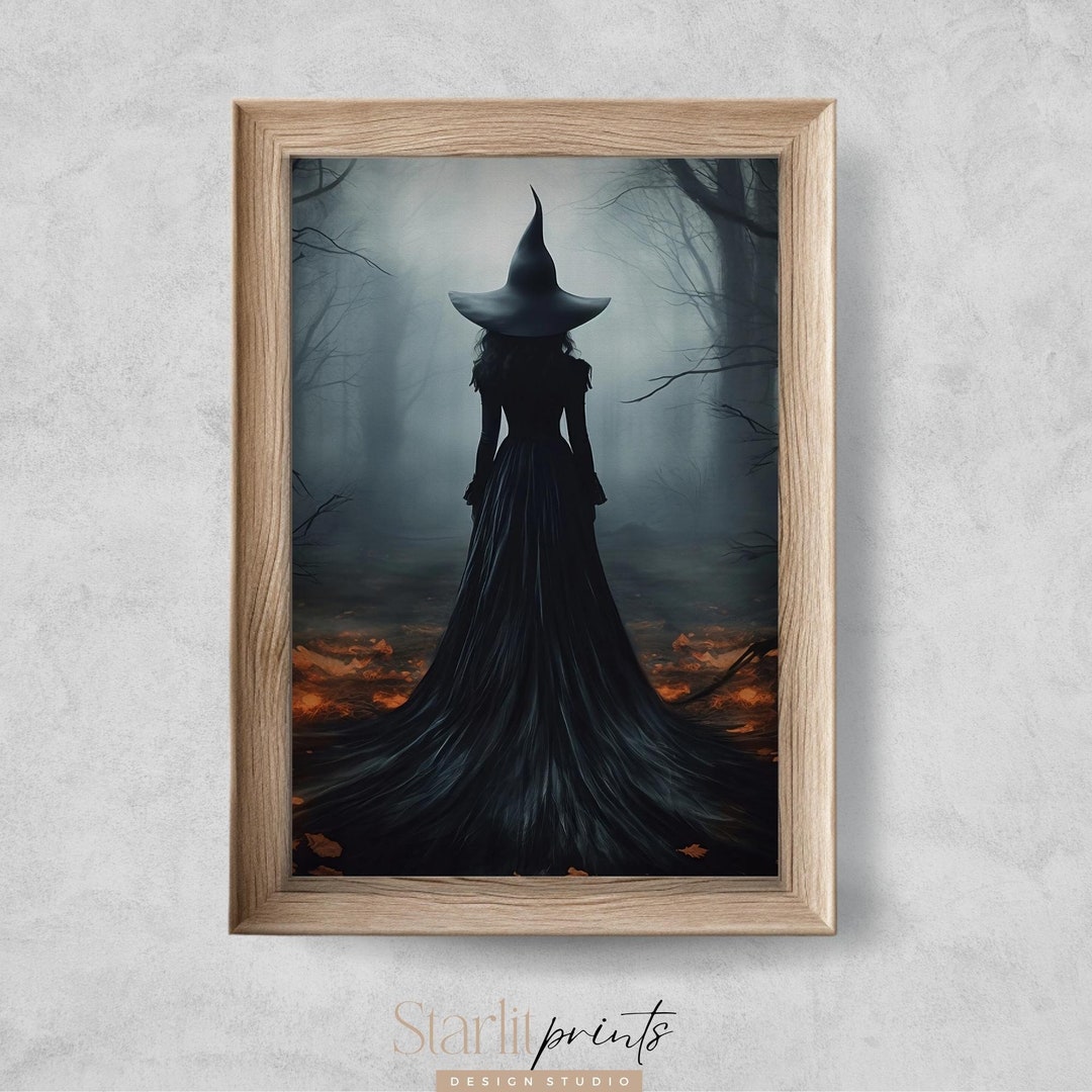 Witch in Forest Vintage Witch Wall Art Witch Wall Art Dark - Etsy