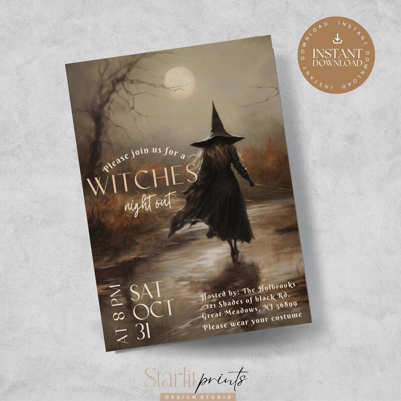 Editable Witch Invitation | Halloween Text Invite | Instant Download ...