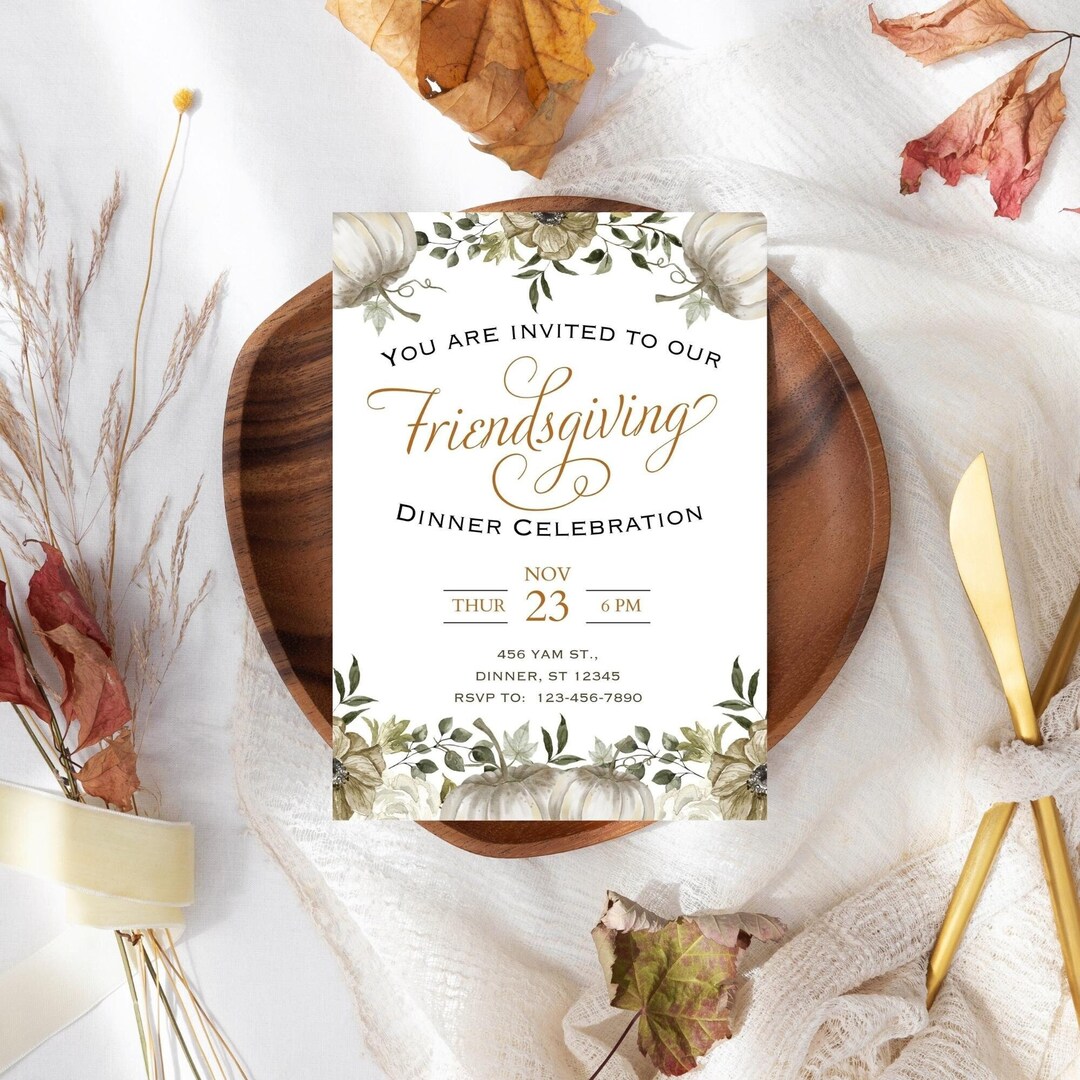 Friendsgiving Editable Invite, Thanksgiving, Friendsgiving Potluck ...