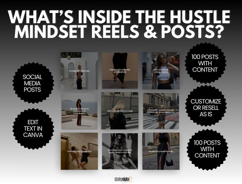 Instagram Reels | 200 Hustle Mindset Boss Babe Reels | 100 Reels & 100 ...
