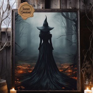 Witch in Forest, Vintage Witch Wall Art, Witch Wall Art, Dark Decor ...