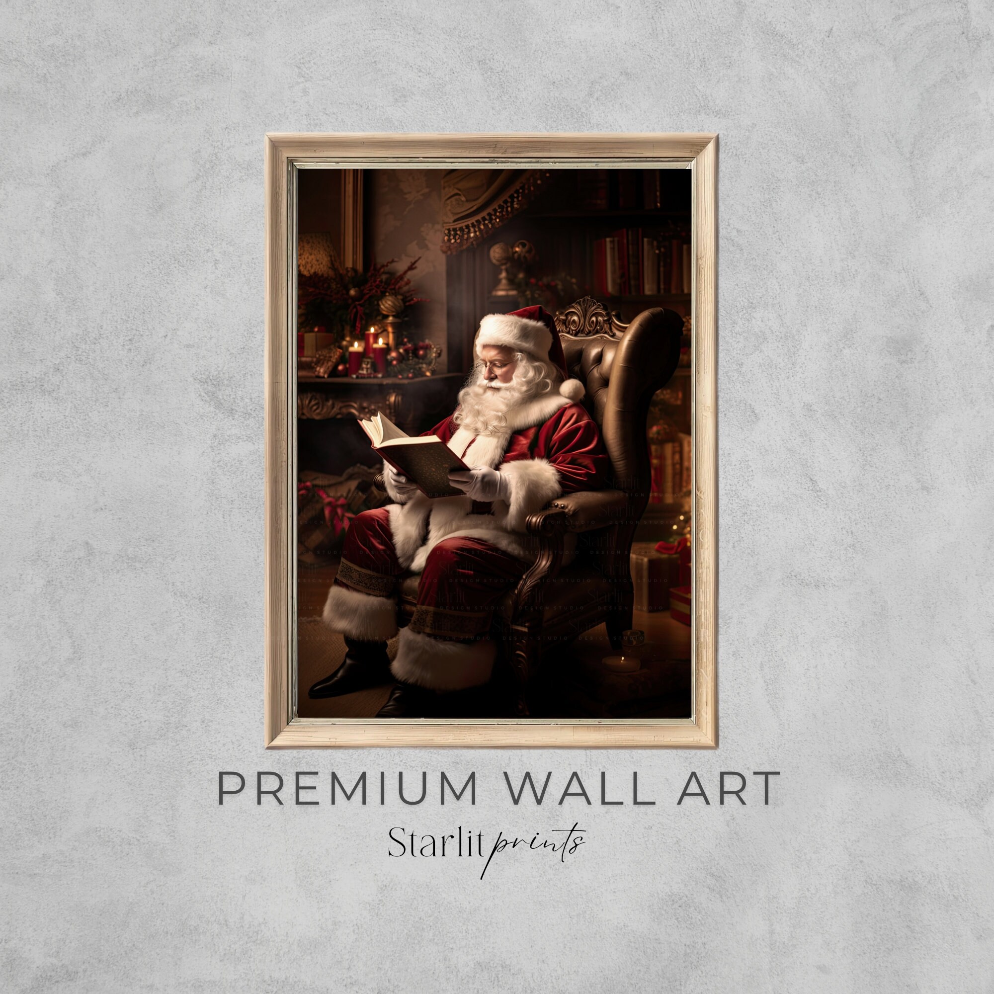Santa Printable Christmas Wall Art, Christmas Oil Painting, Santa ...