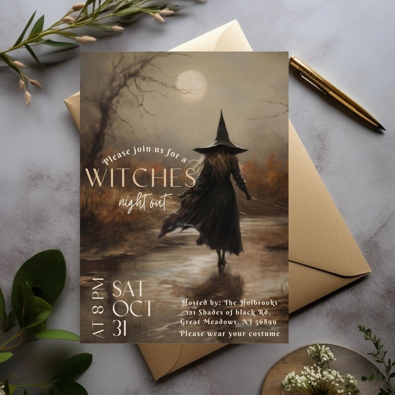 Editable Witch Invitation | Halloween Text Invite | Instant Download ...