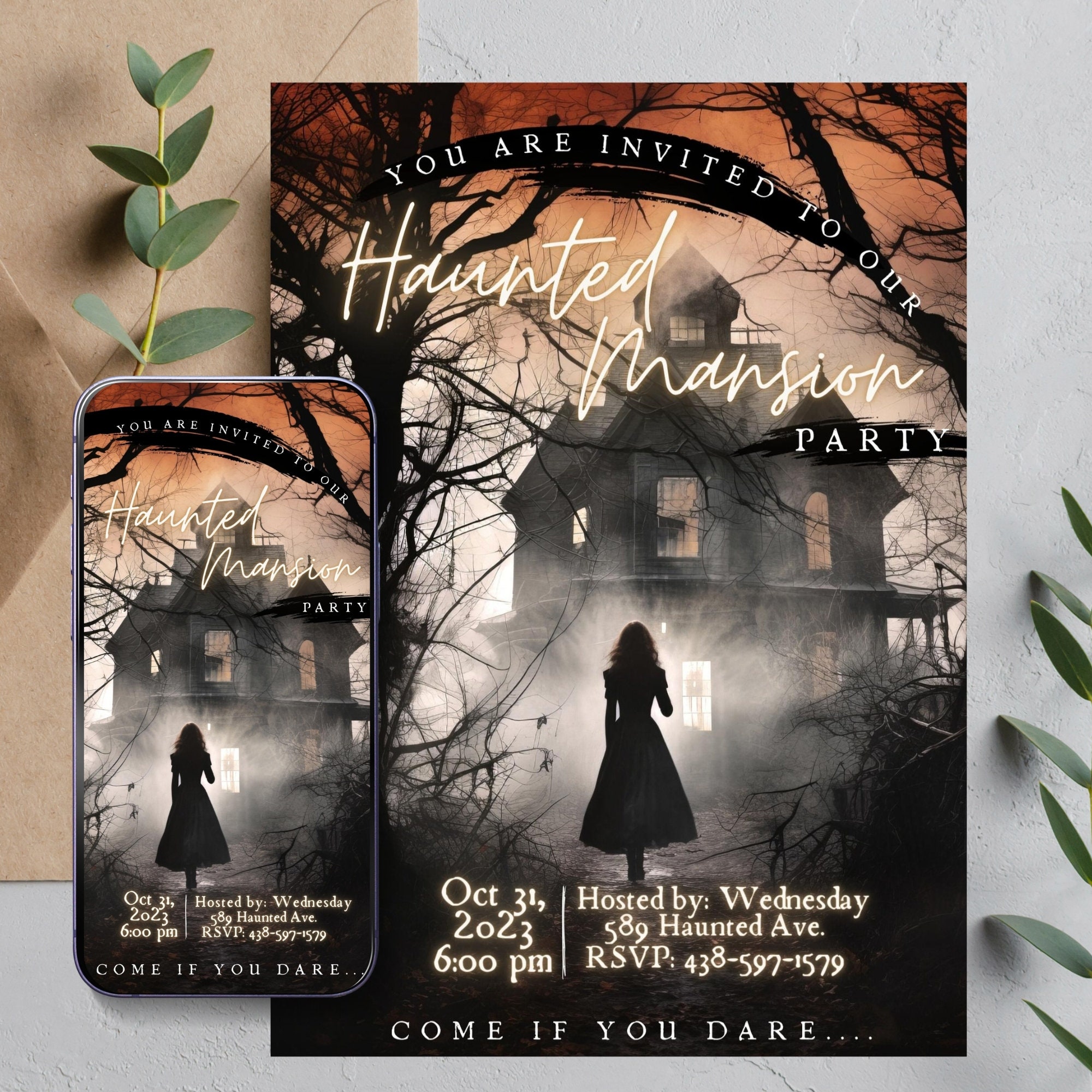Haunted House Party Invitation | Mobile Video Invite | Editable Phone ...