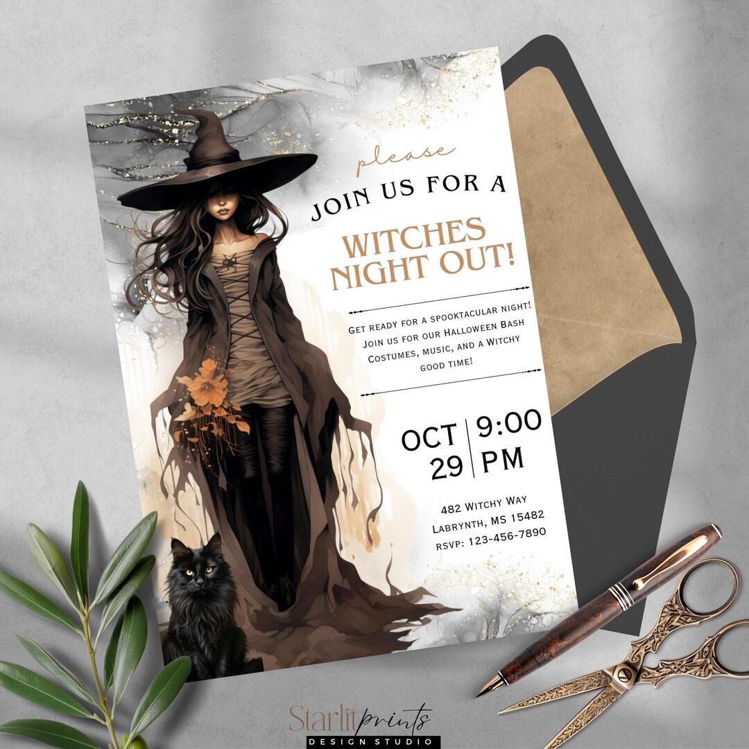 Editable Halloween Invitation, Witch Invite Digital Download, Halloween ...