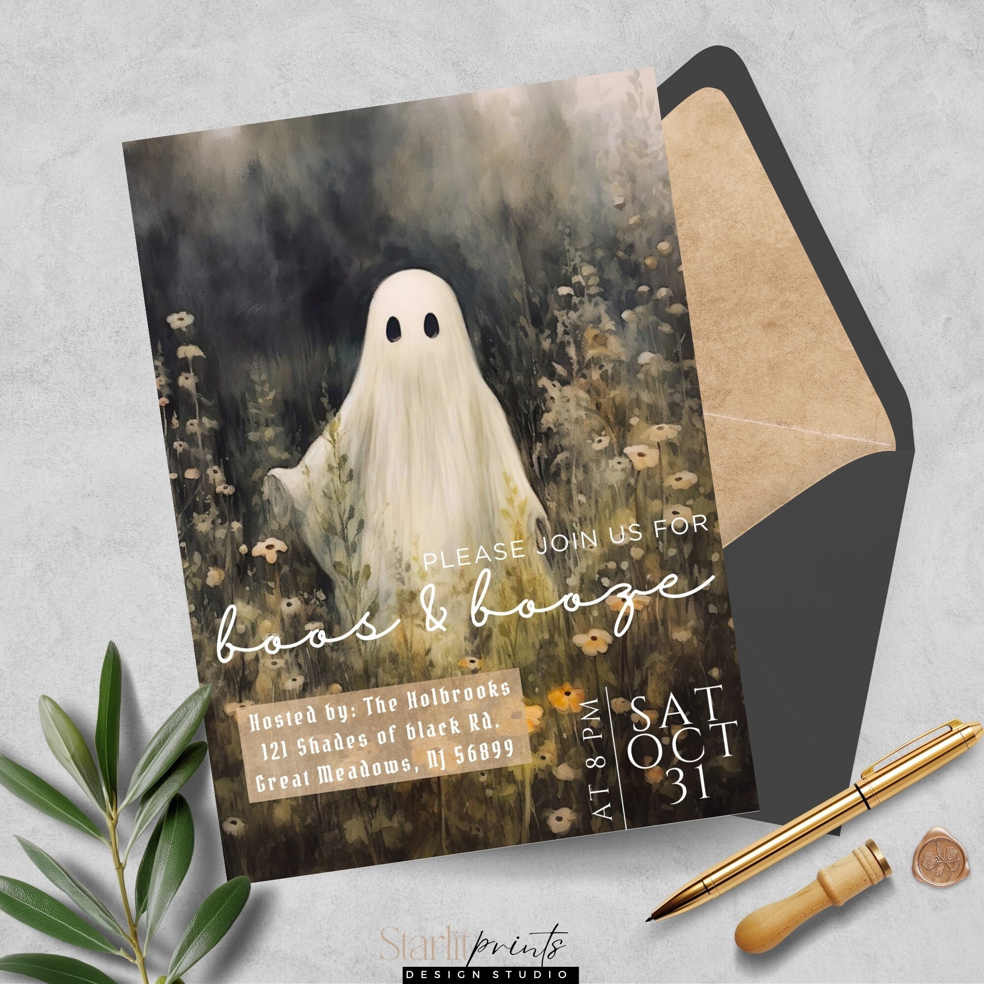 Boos and Booze Printable Costumes & Cocktails Invite Halloween Party ...