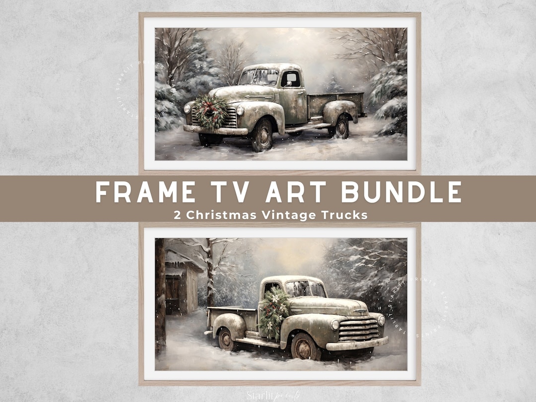 Vintage Truck Christmas Frame Tv Art Set, Samsung Frame, Art the Frame ...