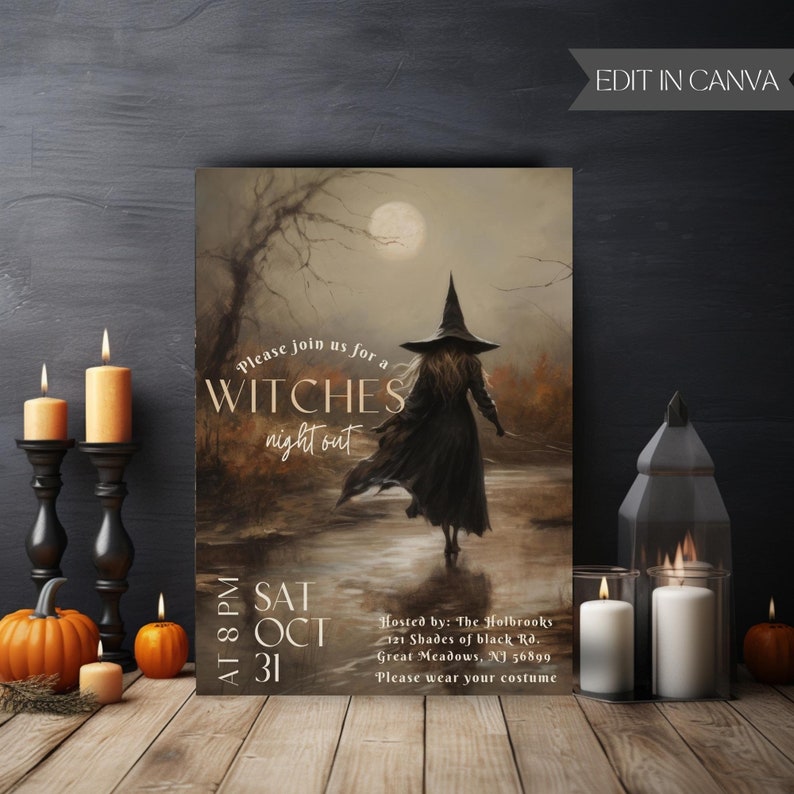 Editable Witch Invitation | Halloween Text Invite | Instant Download ...