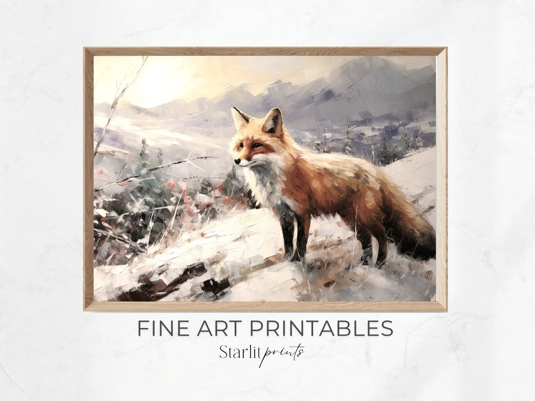 Fox Winter Printable Art, Instant Art, Digital Download, Red Fox ...