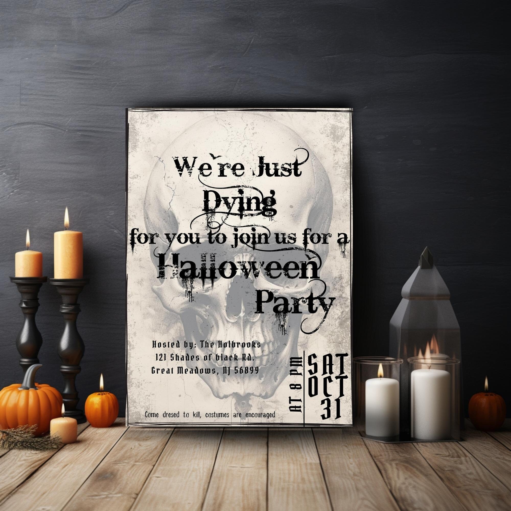 Halloween Invitation Editable Spooky Costume Party Invite Adult