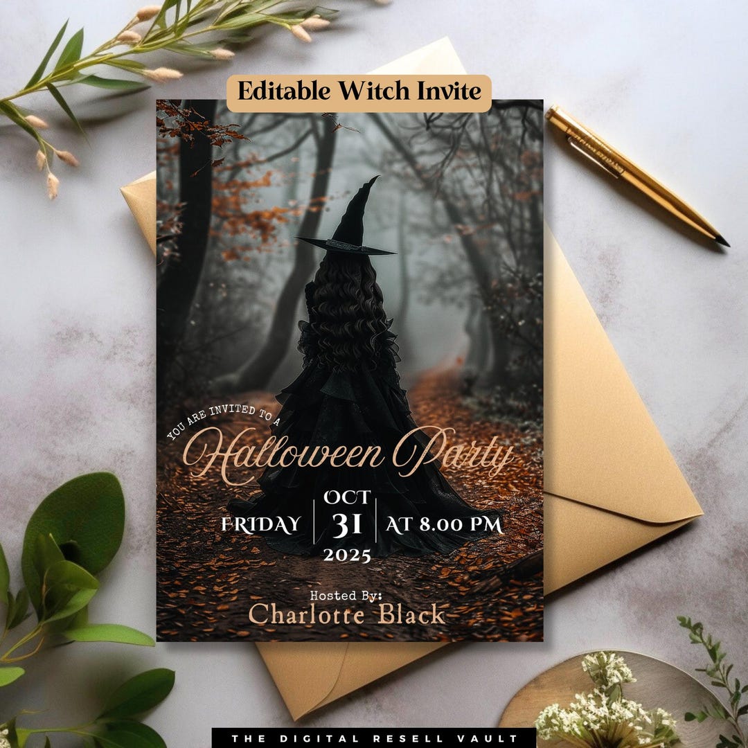 Editable Witch Invitation | Halloween Party Invite | Witchy Birthday ...