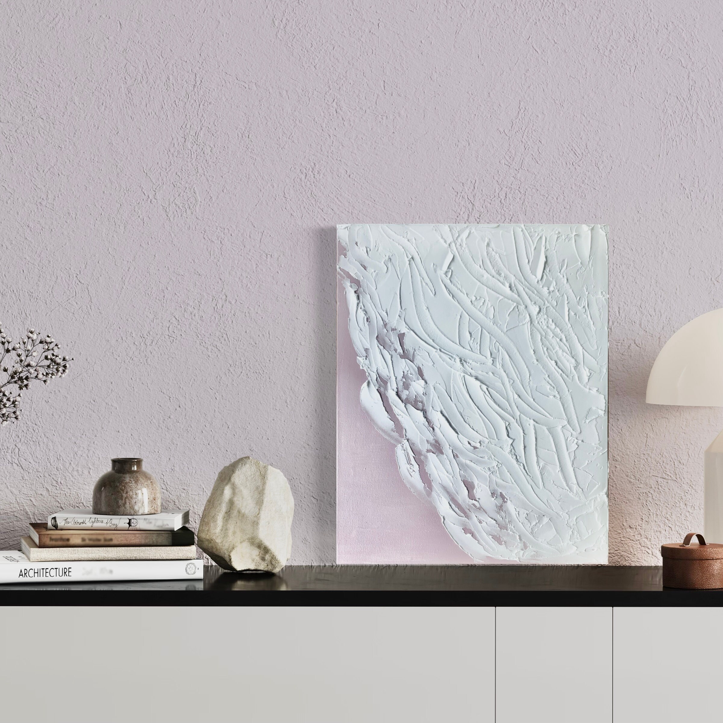 Ocean Waves Abstract Line Art Painting | White Textured Canvas Wall Art ...