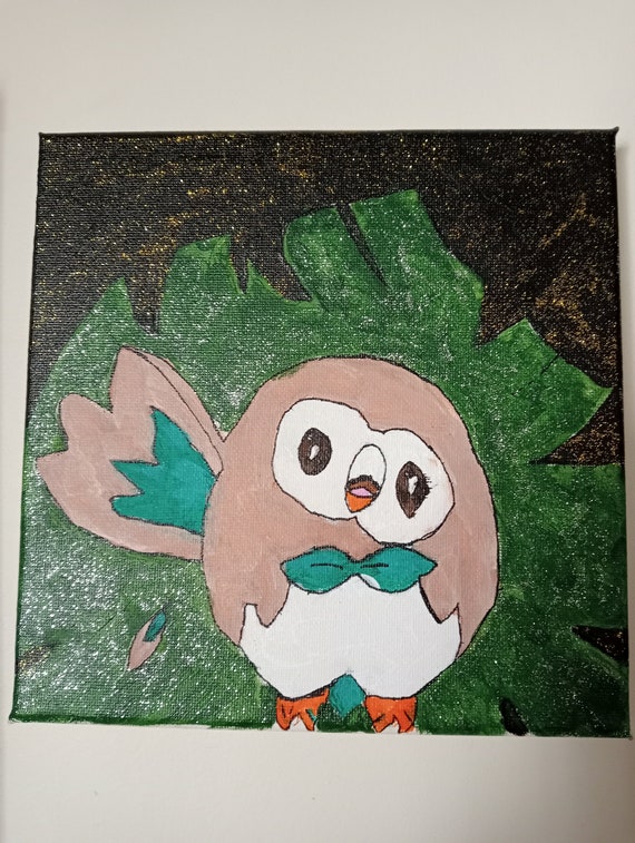 Rowlet Pokemon Acrylic Canvas Painting Original - Etsy