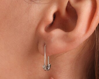 Safety Pin Earrings With Emerald Embellishments Luxurious Rebel Safety Pin Earrings With Emerald Etsy