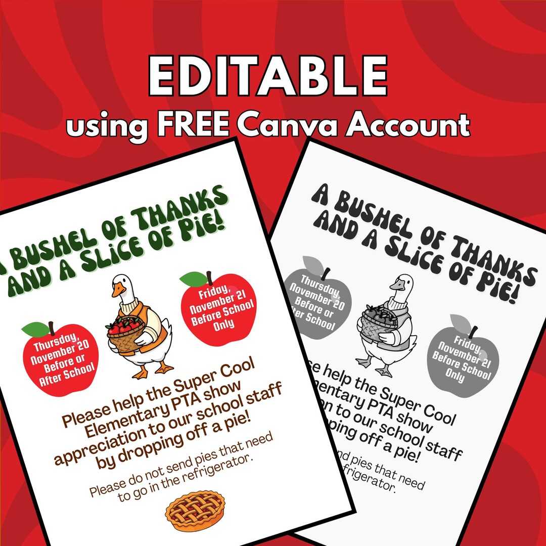 Pie Collection Flyer Template – “A Bushel of Thanks and a Slice of Pie ...