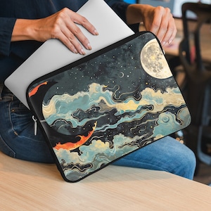Celestial Laptop Sleeve, Moon and Starry Night, Artistic Boho Chic ...