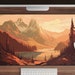 Mountain Sunset Desk Mat: Romantic Scenery With Warm Tones, Large ...