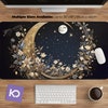 Celestial Desk Mat Gold Floral Moon Design Boho Galaxy Desk Protector ...